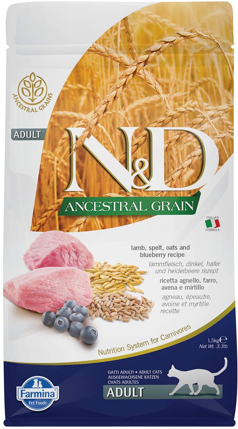 Farmina Ancestral Grain Lamb & Blueberry Dry Cat Food - 3.3 lb Bag ...