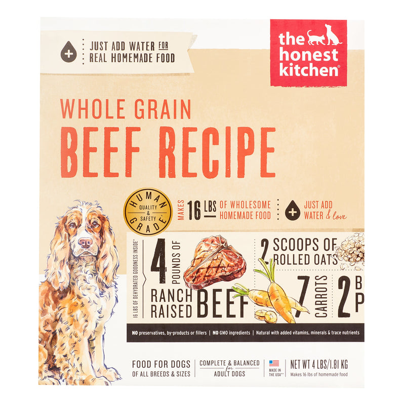 Honest Kitchen Whole Grain Beef Dehydrated Dog Food - 4 lb Box – Pet Life