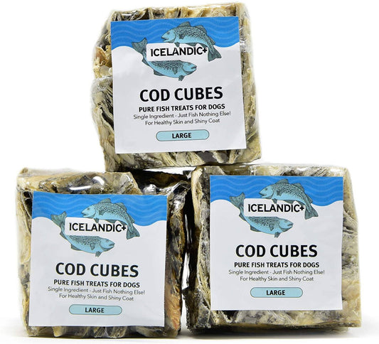 Icelandic+ Large Cod Skin Cube Display Box Natural Dehydrated Cat and ...