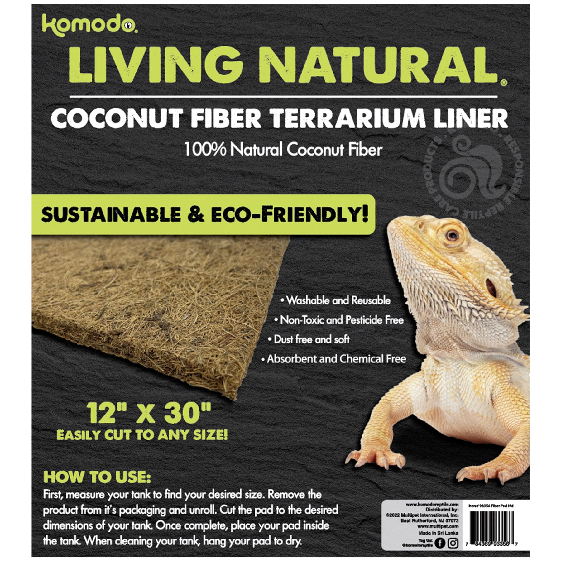 Komodo Living Natural Coconut Fiber Terrarium Liner - 12In X 30 in ...