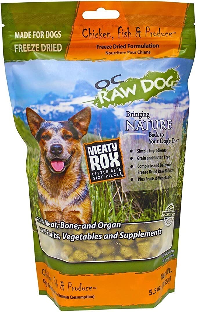 OC RAW Chicken, Fish & Produce Meaty Rox Freeze-Dried Dog Treats - 5.5 ...