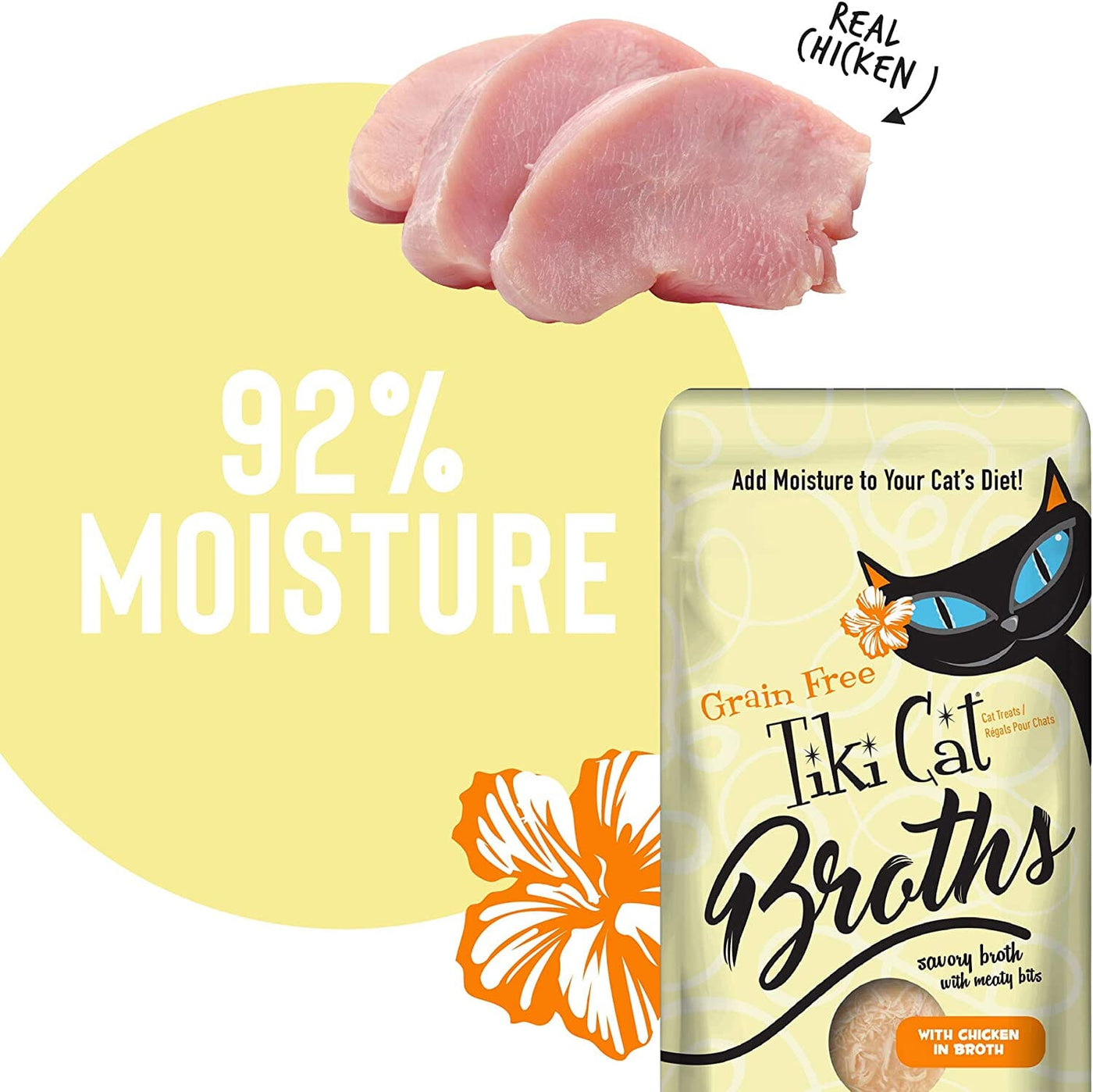 Tiki Cat Chicken Broth Cat Food Toppers - 1.3 Oz Pouch - Pack of 12 ...