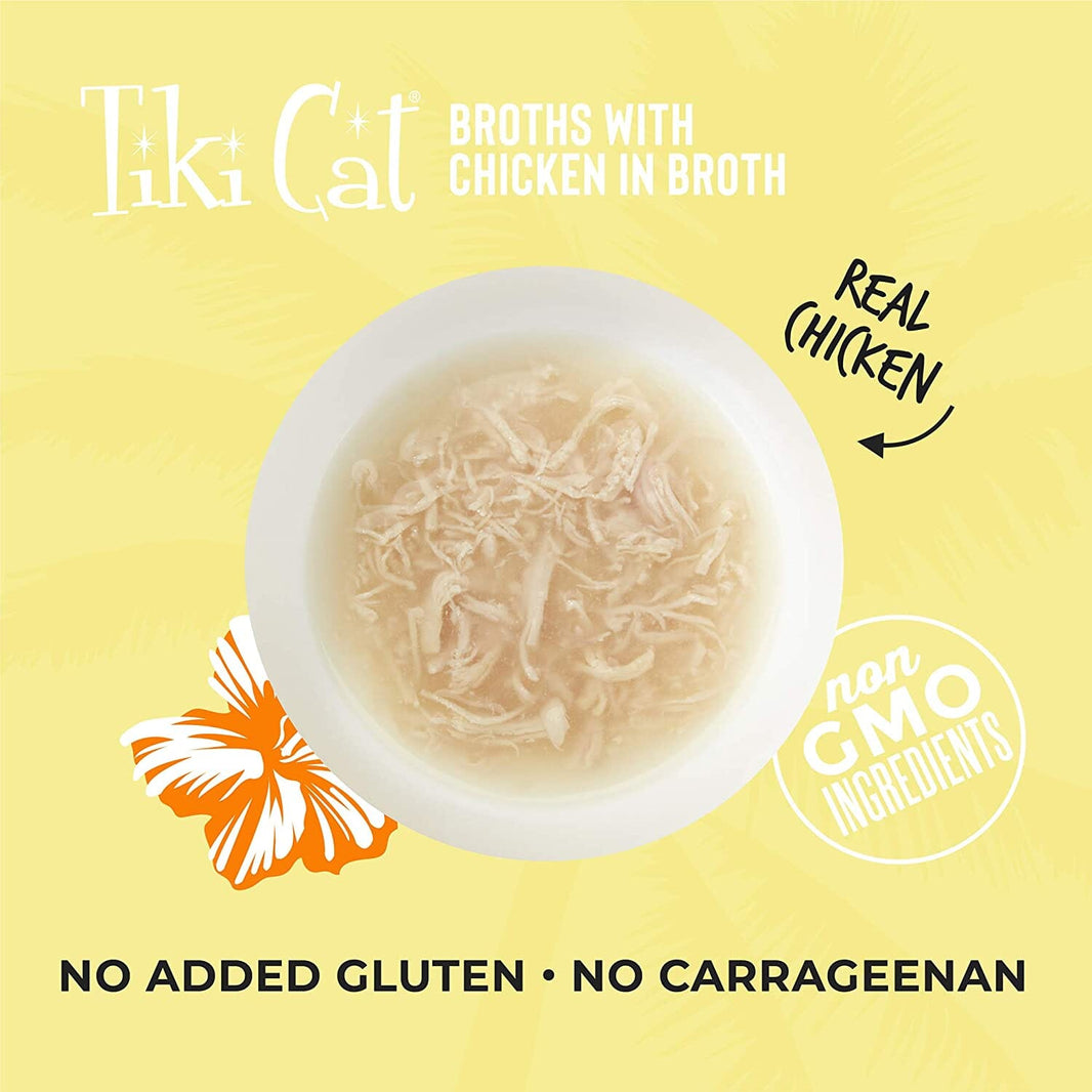 Tiki Cat Chicken Broth Cat Food Toppers - 1.3 Oz Pouch - Pack of 12 ...