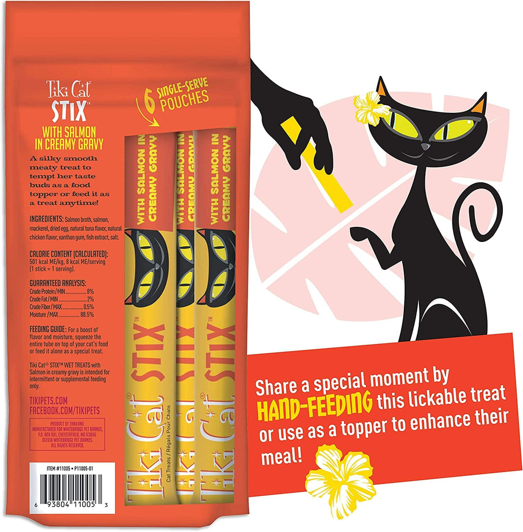 Tiki Cat Salmon Mousse STIX™ Cat Treats - (6 Tubes per Bag) - 3 Oz Bag ...