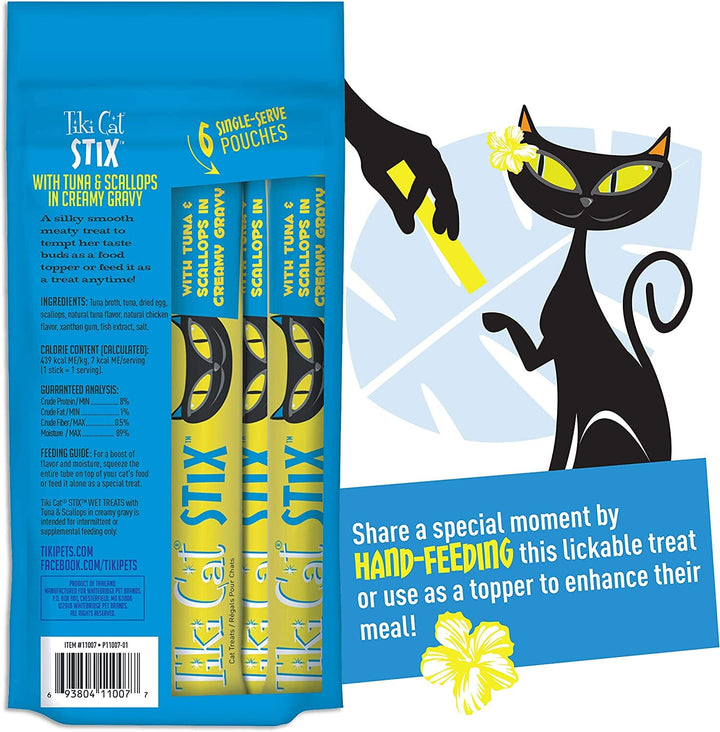 Tiki Cat Tuna & Scallops STIX™ Cat Treats - (6 Tubes per Bag) - 3 Oz B ...