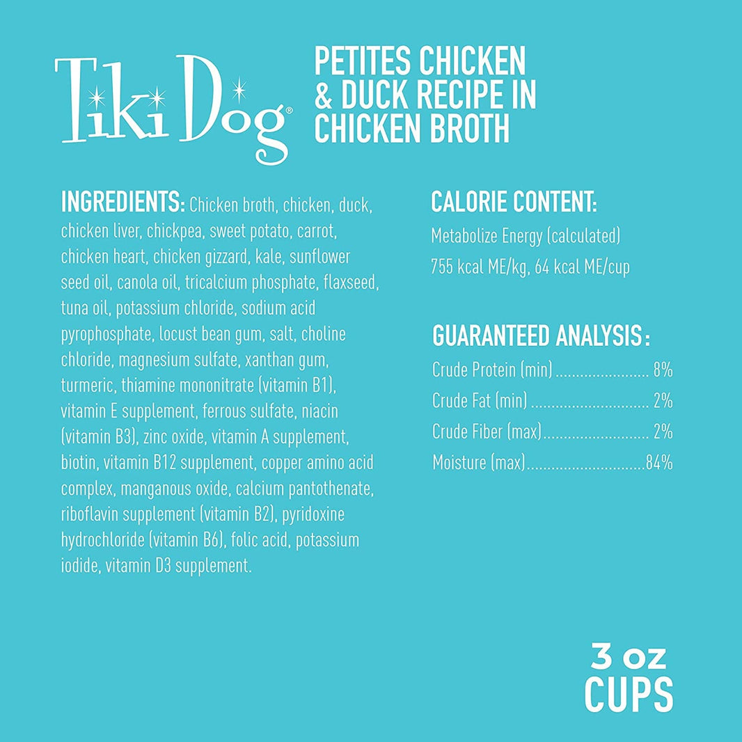 Tiki Dog Aloha Petite Cups Chicken & Duck Wet Dog Food Trays - 3 Oz Cu ...