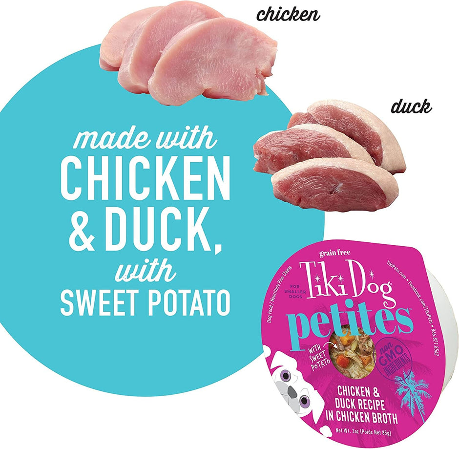 Tiki Dog Aloha Petite Cups Chicken & Duck Wet Dog Food Trays - 3 Oz Cu ...