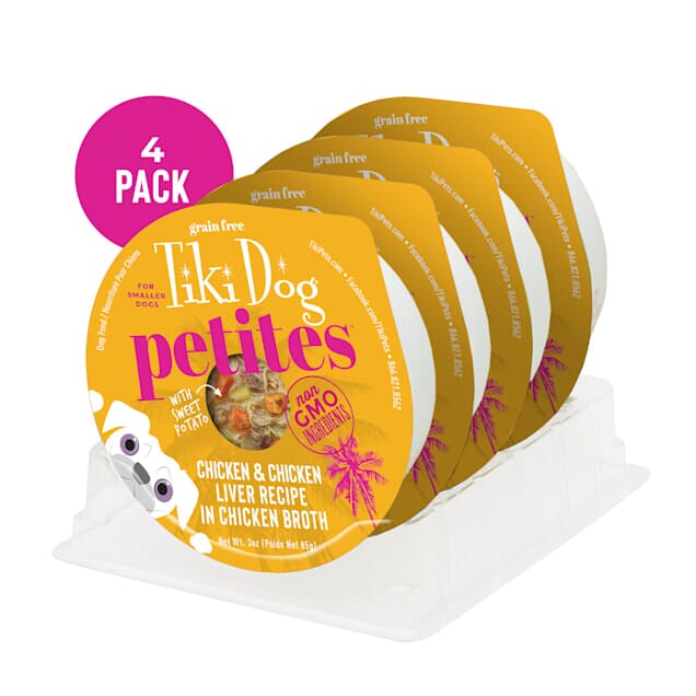 Tiki Dog Aloha Petite Cups Chicken Wet Dog Food Trays - 3 Oz Cups - 4 ...