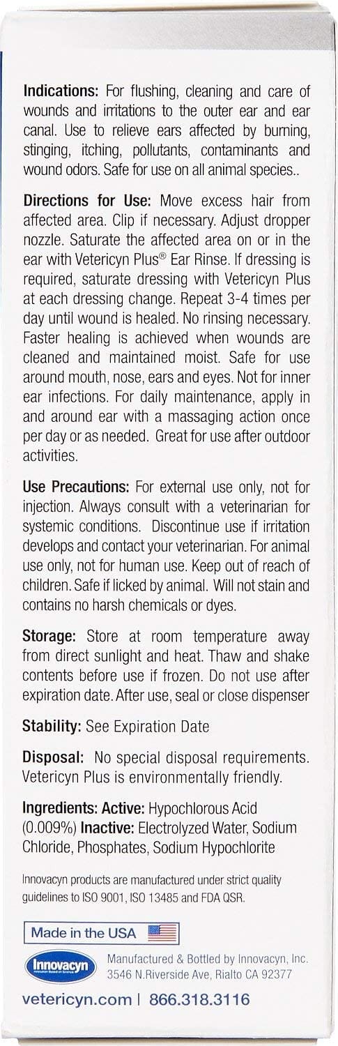 Vetericyn Plus Antimicrobial Ear Rinse Dog Ear Care - 3 Oz – Pet Life